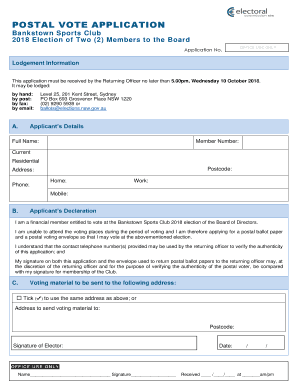 Fillable Online postal vote application - NSW Electoral Commission Fax ...