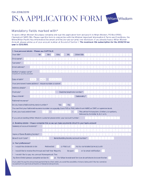 Fillable Online witan isa application form Fax Email Print - pdfFiller