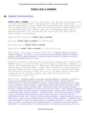 Fillable Online Think Like A Winner. Think Like A Winner Fax Email ...