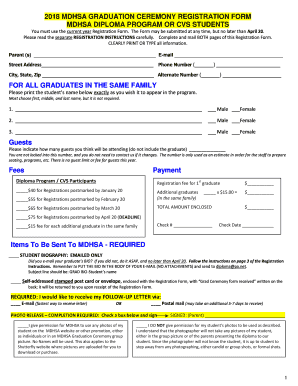Fillable Online 2018 MDHSA GRADUATION CEREMONY REGISTRATION FORM ... Fax Email Print - pdfFiller