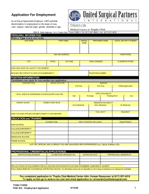 Fillable Online Employment Application - Baylor Medical Center at ...