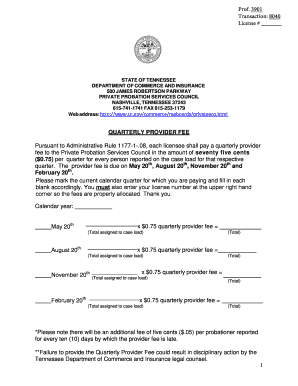 Fillable Online Quarterly Provider Fee Form Fax Email Print - pdfFiller