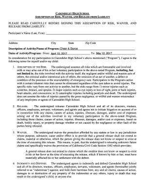Fillable Online 2017 Cheer & Dance Waiver Form Fax Email Print - pdfFiller
