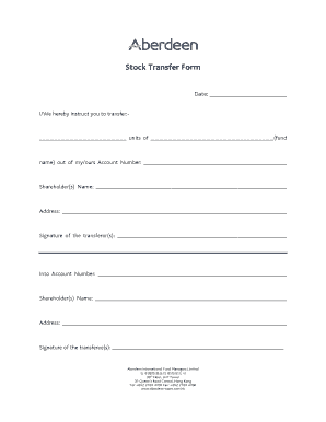 Fillable Online Stock Transfer Form - Thinking aloud Fax Email Print ...