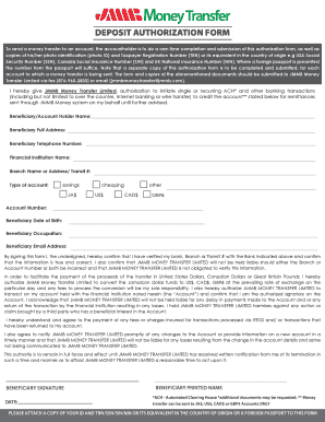 Fillable Online Money TransferAuthorization FormupdatedOctober2017a Fax Email Print - pdfFiller