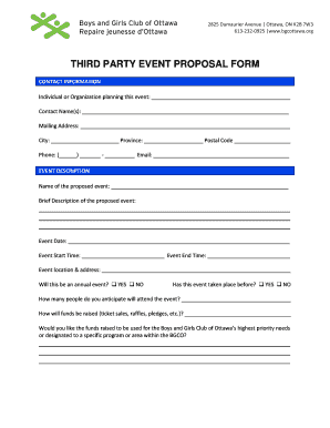 Fillable Online third party event proposal form - Boys and Girls Club of Ottawa Fax Email Print ...