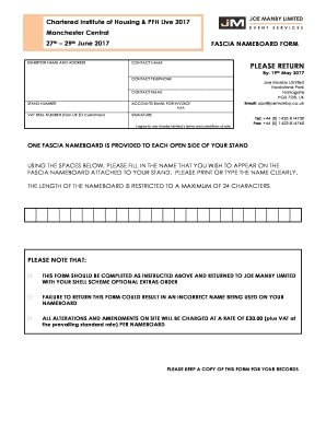 Fillable Online Joe Manby Ltd - Fascia Nameboard Form Fax Email Print ...
