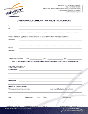 Fillable Online overflow accommodation registration form - Mid-Western ...