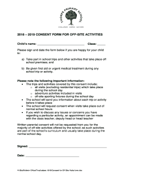 Fillable Online Consent for Off Site Visits form PDF File - Thorpe ...