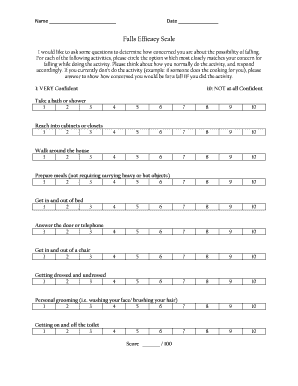 Fillable Online Falls Efficacy Scale Fax Email Print - pdfFiller