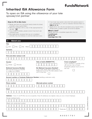 Fillable Online Inherited ISA Allowance Form - Fidelity's ISAs Fax ...