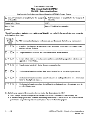 Fillable Online education ky Mild Mental Disability Eligibility ...