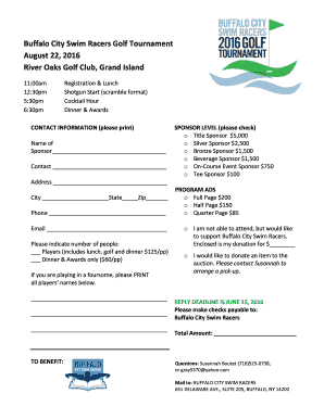 Fillable Online the Golf Tournament Commitment Sheet. Fax Email Print ...