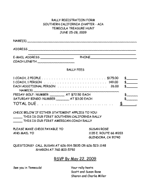 Fillable Online TEMECULA RALLY REGISTRATION FORM.doc Fax Email Print ...