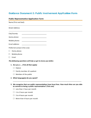 Fillable Online Guidance Document 2: Public Involvement Application ...