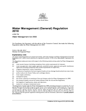 Fillable Online Water Management (General) Regulation 2018. Water ...