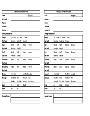 Fillable Online Lamb & Goat Order Form Fax Email Print - pdfFiller