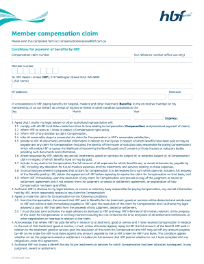 Fillable Online Member compensation claim - HBF Fax Email Print - pdfFiller