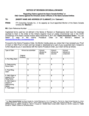 Fillable Online NOTICE OF REVISION OR DISALLOWANCE Fax Email Print ...