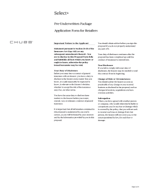 Fillable Online Proposal Form for Select+ - Chubb Fax Email Print ...