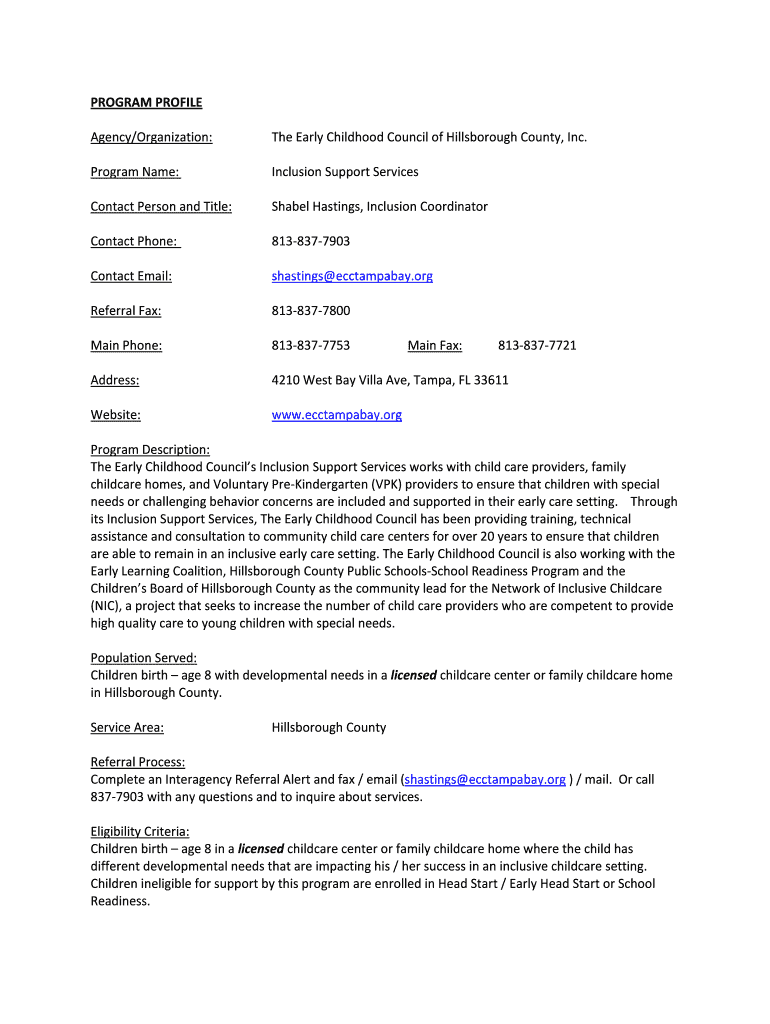 Fillable Online Inclusion Support - Hillsborough County Public Schools Fax Email Print - pdfFiller