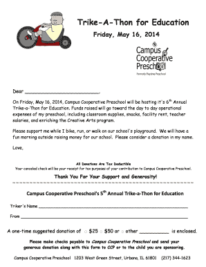 Fillable Online Trike-A-Thon for Education - Campus Cooperative ...
