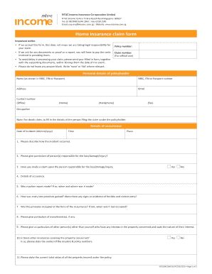 Fillable Online Home claim form Fax Email Print - pdfFiller