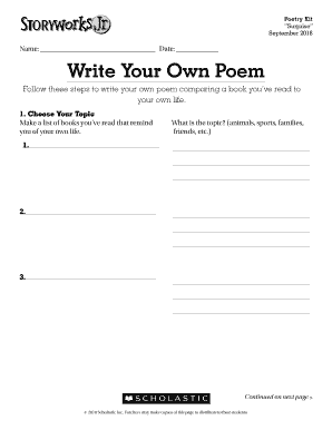 Fillable Online Write Your Own Poem - Storyworks Jr. - Scholastic Fax ...