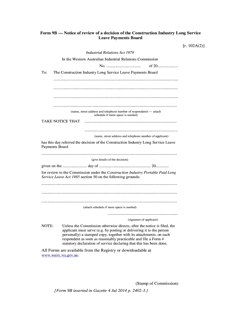 Fillable Online Form 9B - Notice of review of a decision of the ...