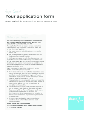 Fillable Online Your application form - Bupa UK Fax Email Print - pdfFiller