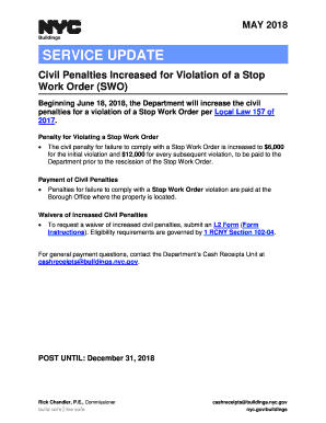 Fillable Online DOB Increases Civil Penalties for Stop Work Order ...