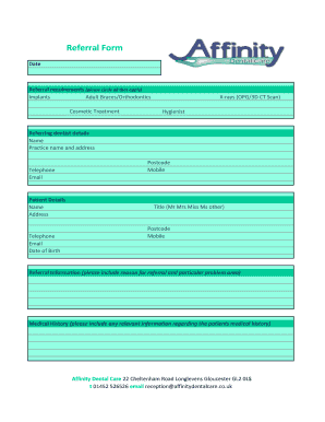 Fillable Online Referral Form - Affinity Dental Care Fax Email Print ...