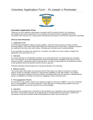 Fillable Online Volunteer-Application-Form 2017 - St Joseph's - Rochester Fax Email Print ...