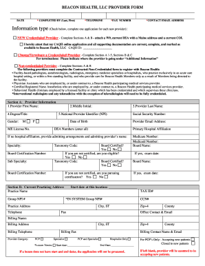 Fillable Online Credentialing Forms - Beacon Health Fax Email Print ...