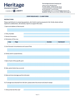 Fillable Online Crop claim form - Heritage insurance Fax Email Print ...