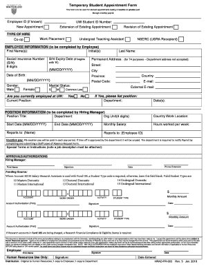 Fillable Online Temporary Student Appointment Form Fax Email Print ...