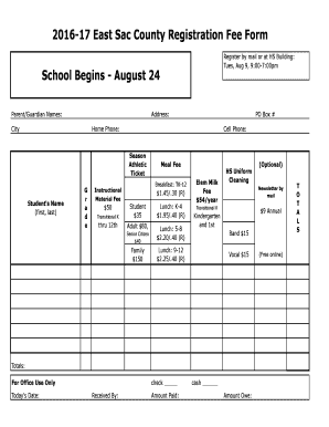 Fillable Online 16-17 school fee form 06 21 16.xlsx Fax Email Print ...