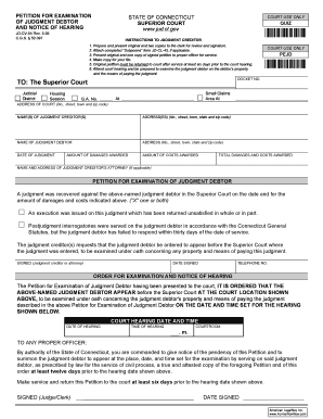 Fillable Online PETITION FOR EXAMINATION OF JUDGMENT DEBTOR AND NOTICE ...