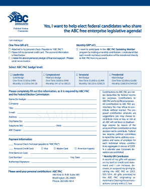 Fillable Online VA-ABC-1302 ABC PAC Contribution Form Fax Email Print ...