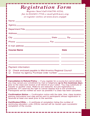 Fillable Online GTI Couse Registration Form. GTI Couse Registration ...