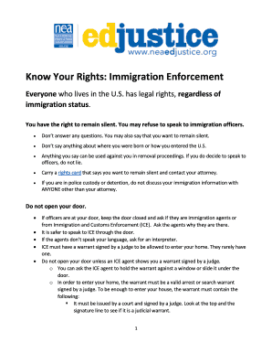 Fillable Online Know Your Rights: Immigration Enforcement - NEA ...