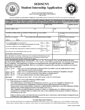 Fillable Online SED-SUNY Student Internship Application Fax Email Print ...