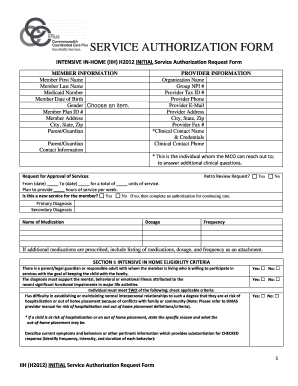 Fillable Online SERVICE AUTHORIZATION FORM - Magellan Complete Care of ...