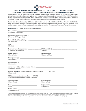 Fillable Online Upitnik za klijente - KentBank Fax Email Print - pdfFiller