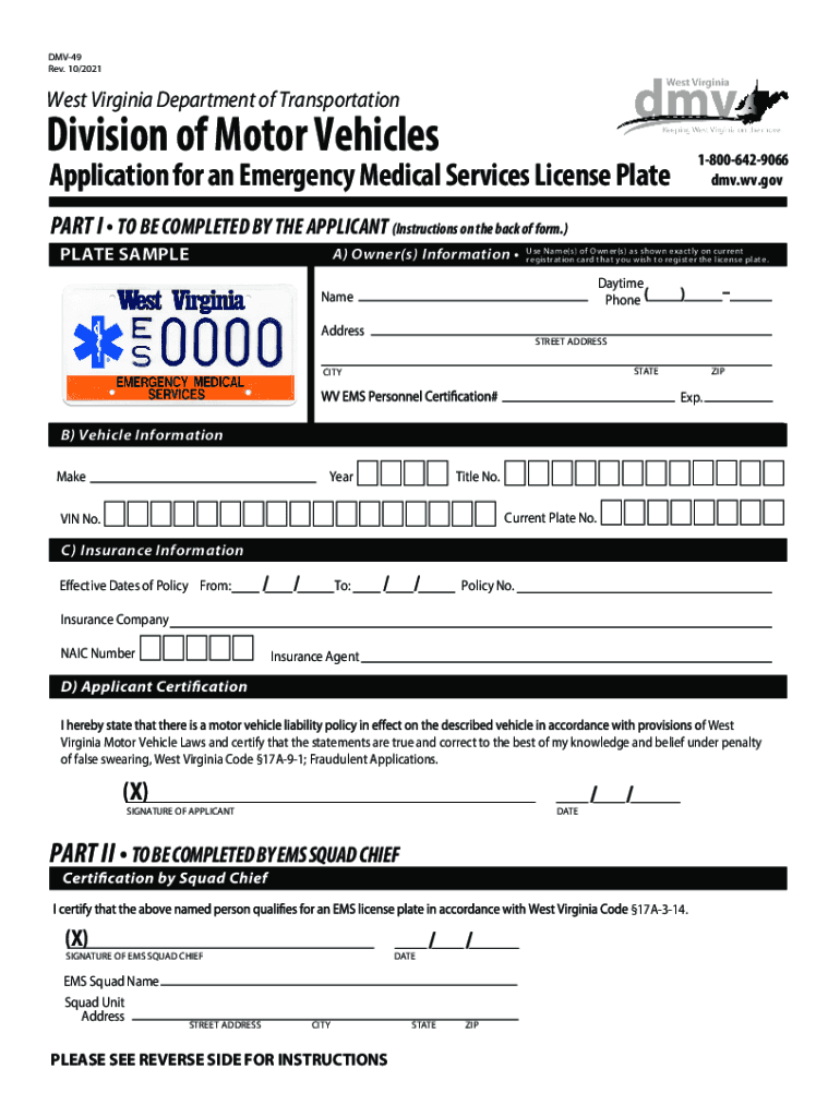 2021-2026 Form WV DMV-49 Fill Online, Printable, Fillable, Blank ...