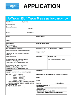 Fillable Online APPLICATIONATEAM-EU.DOC. EU Form Fax Email Print ...