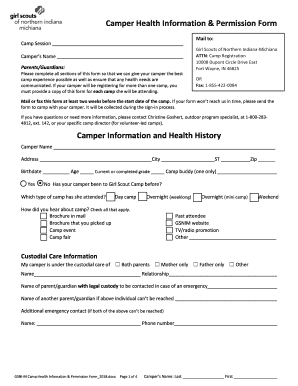 Fillable Online Camper Health Information & Permission Form Fax Email ...