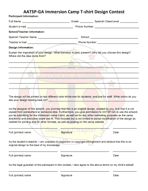 Fillable Online AATSP TShirt Contest - AATSP-GA Fax Email Print - pdfFiller