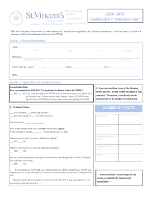 Fillable Online 2018-2019 Confidential Information Form Fax Email Print ...