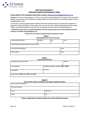 Fillable Online New Practice Group Participation Request Form - Arizona ...